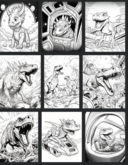 Dinosaurs in Space - Coloring Book for All Ages | 60+ Pages - Etsy