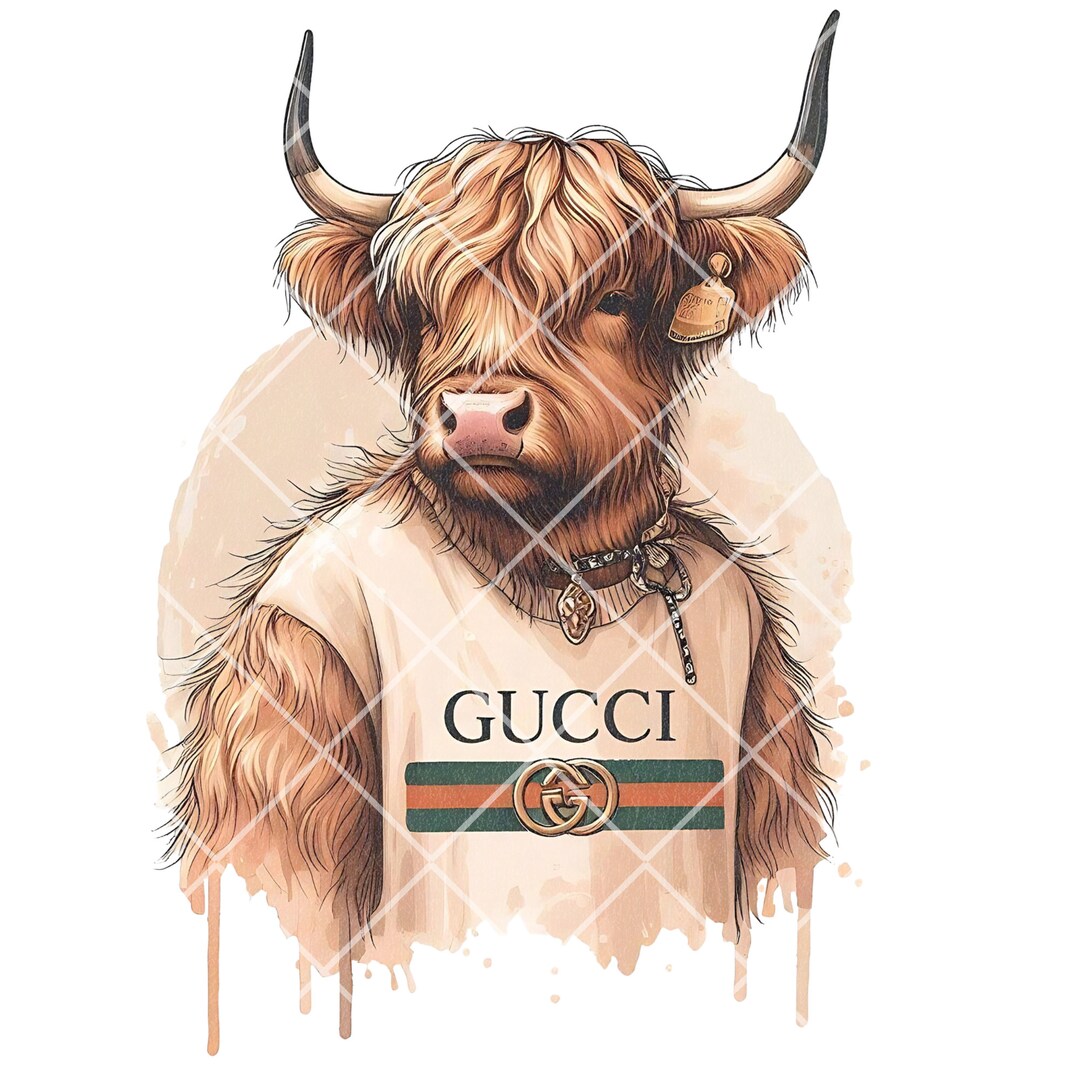 Highland Cow Png, GUCCI Png, Cow Design, Western Png, Highland Cow Art ...