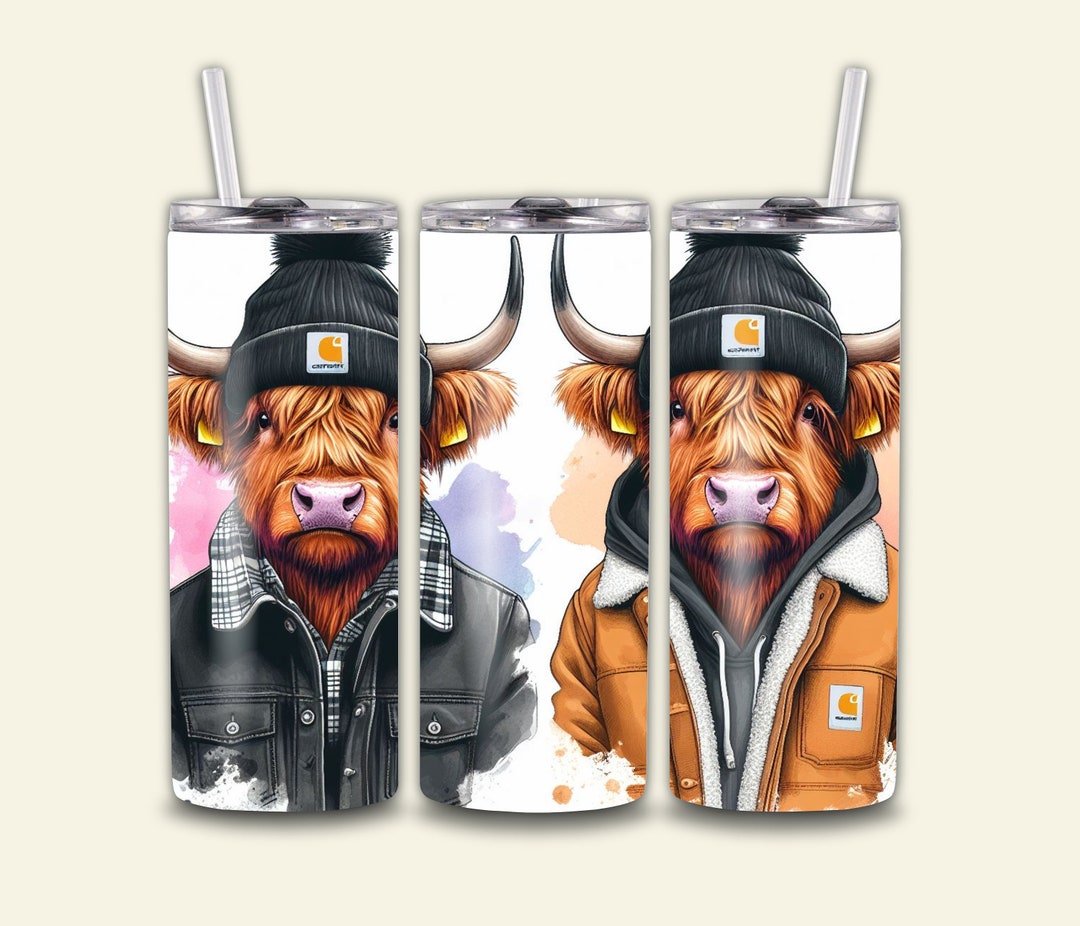 Cow Print Highland Cow Western Sublimation Design for Carhartt Tumbler ...