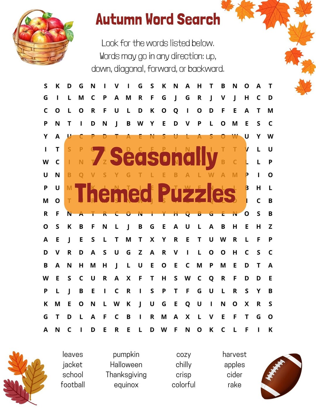 Autumn Activity Book for Kids: Word Searches and Other Puzzles—instant ...