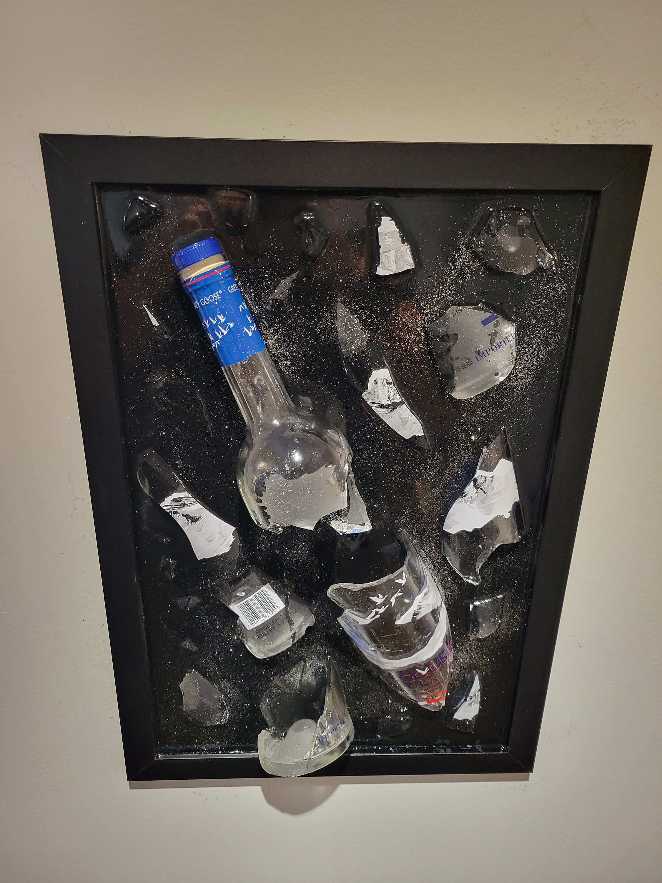 Grey Goose Vodka Broken Bottle Art Framed Wall Art Décor Epoxy/resin ...