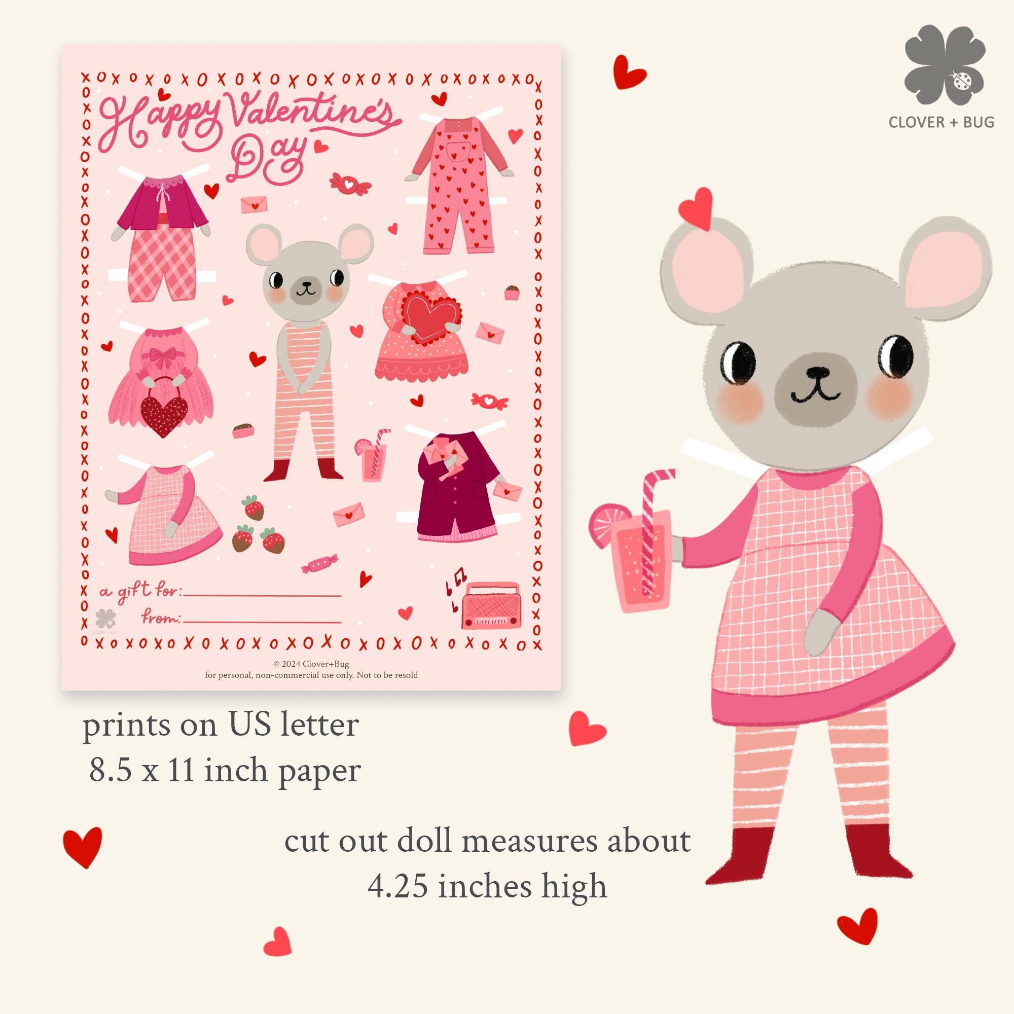 Valentine Paper Doll Digital Download Printable Seasonal Activity for ...