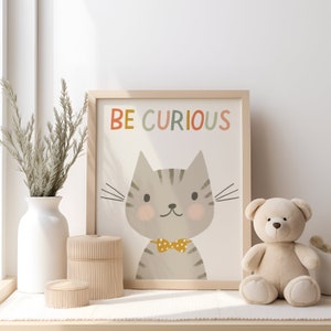 Printable Cute Cat Art Poster Digital Download Nursery Decor Wall Art ...
