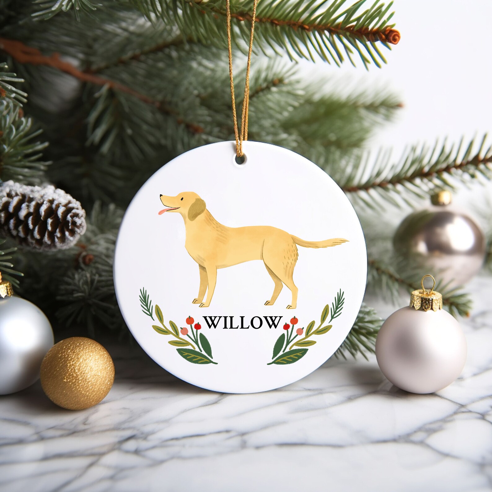 Yellow Lab Ornament Personalized Labrador Retriever Christmas Hand ...