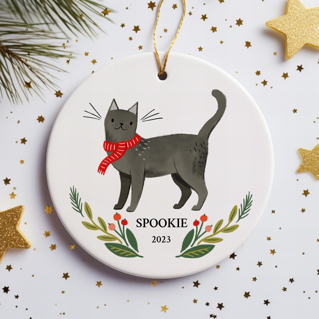 Personalized Gift Ornament Black Cat Lover Christmas Gift Custom Black Cat Gift for Cat Owner ...