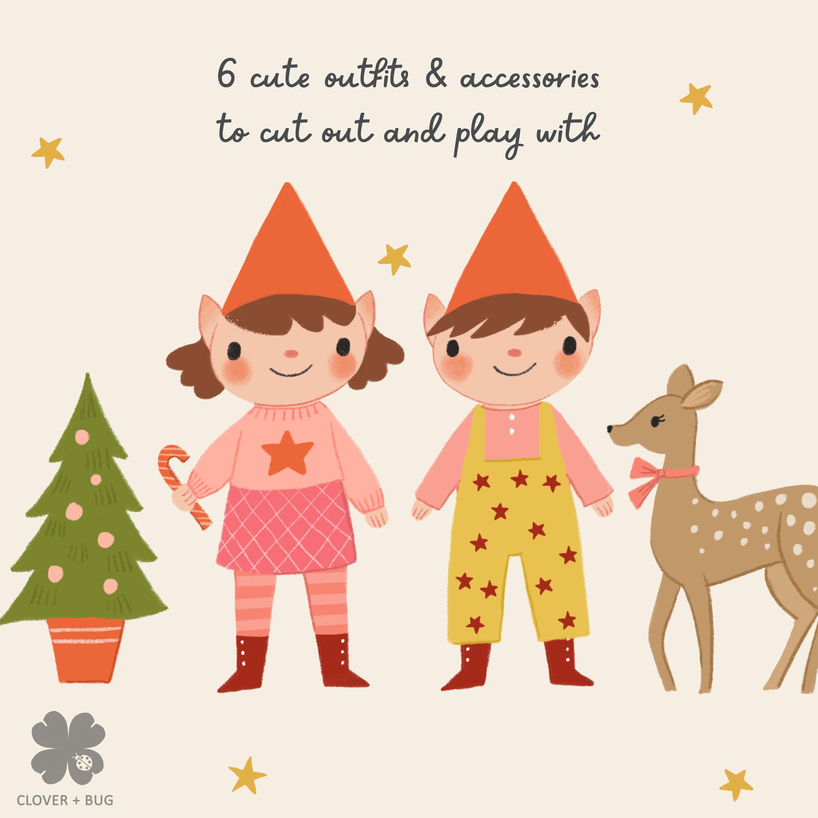 Printable Paper Doll Christmas Elves Digital Download Seasonal Activity ...