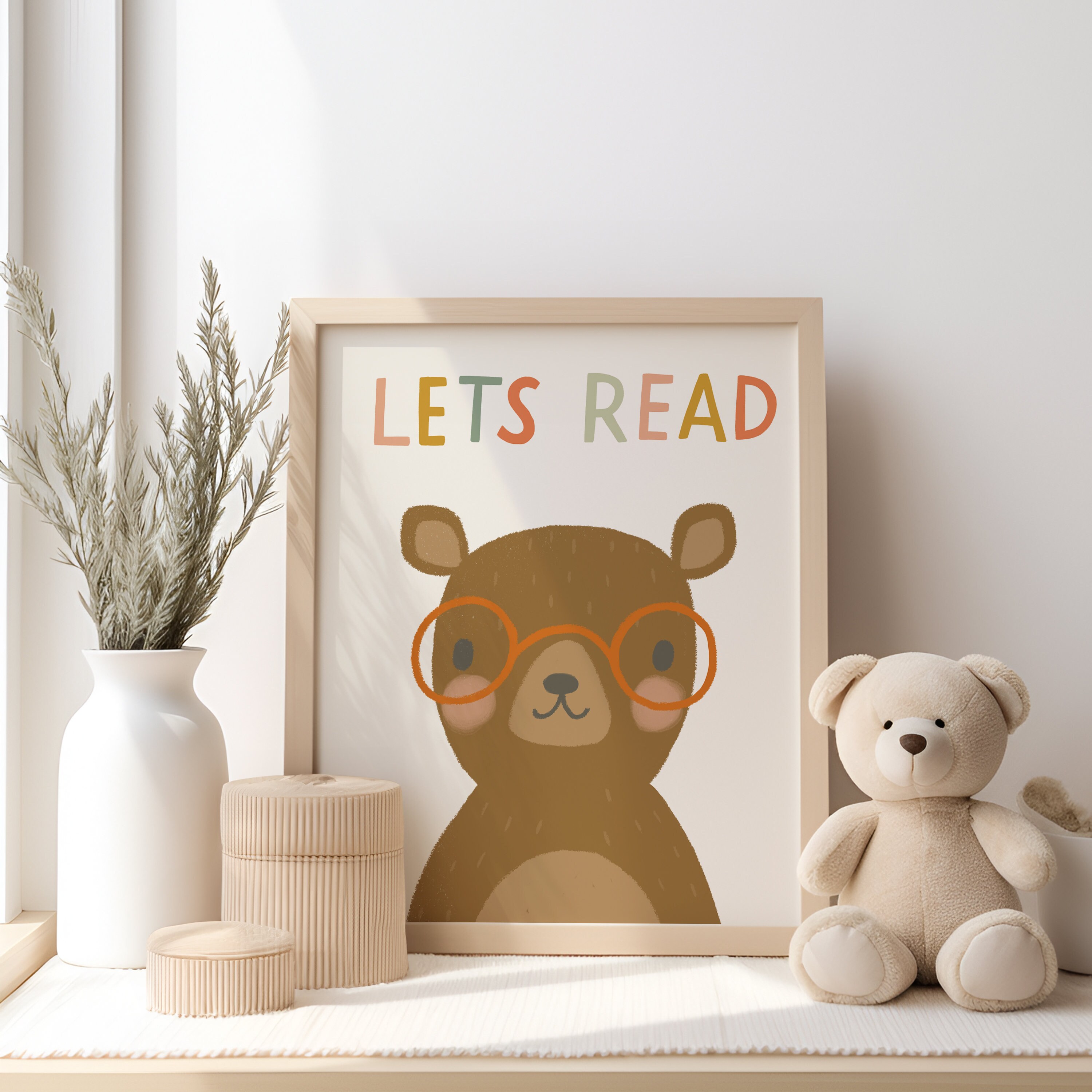 Let's Read Nursery Decor Wall Art Print Kids Play Room Printable Cute ...