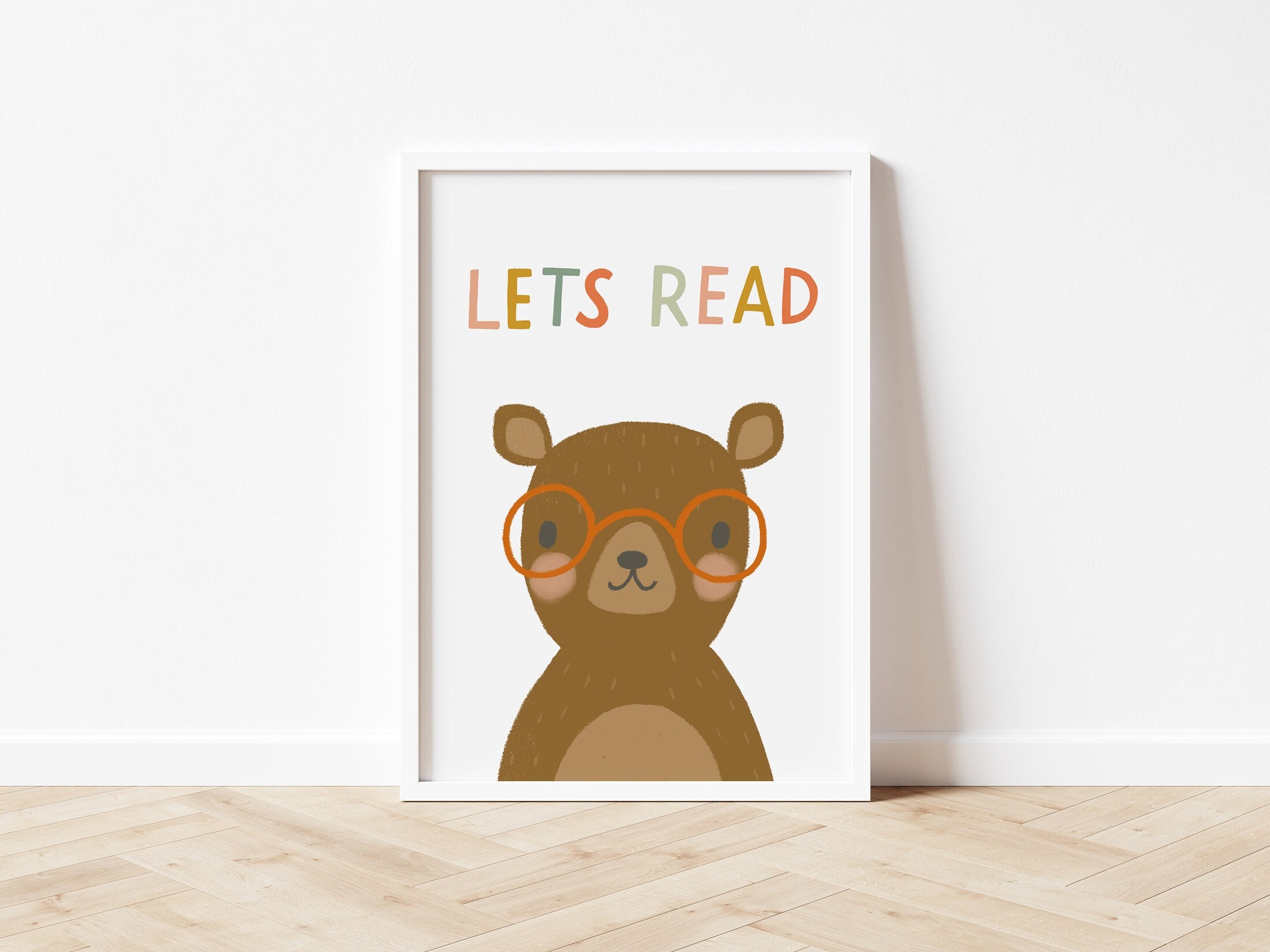 Let's Read Nursery Decor Wall Art Print Kids Play Room Printable Cute ...