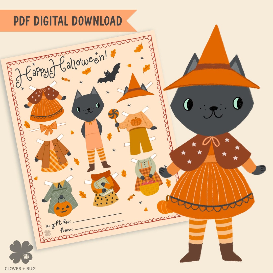 Halloween Paper Doll Digital Download Printable Seasonal Activity Kids ...