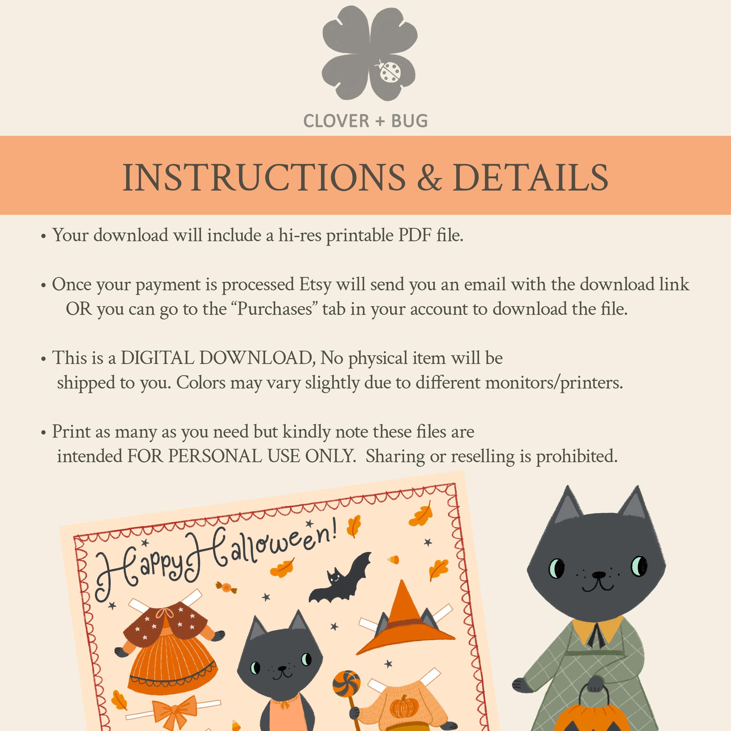 Halloween Paper Doll Digital Download Printable Seasonal Activity Kids ...