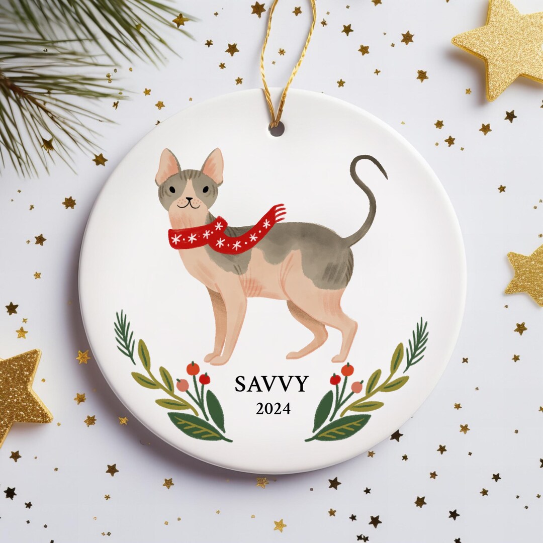 Sphynx Cat Personalized Ornament Cat Lover Christmas Gift Custom Cat ...