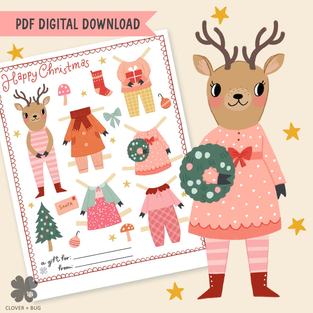 Christmas Paper Doll Digital Download Printable Seasonal Activity for ...