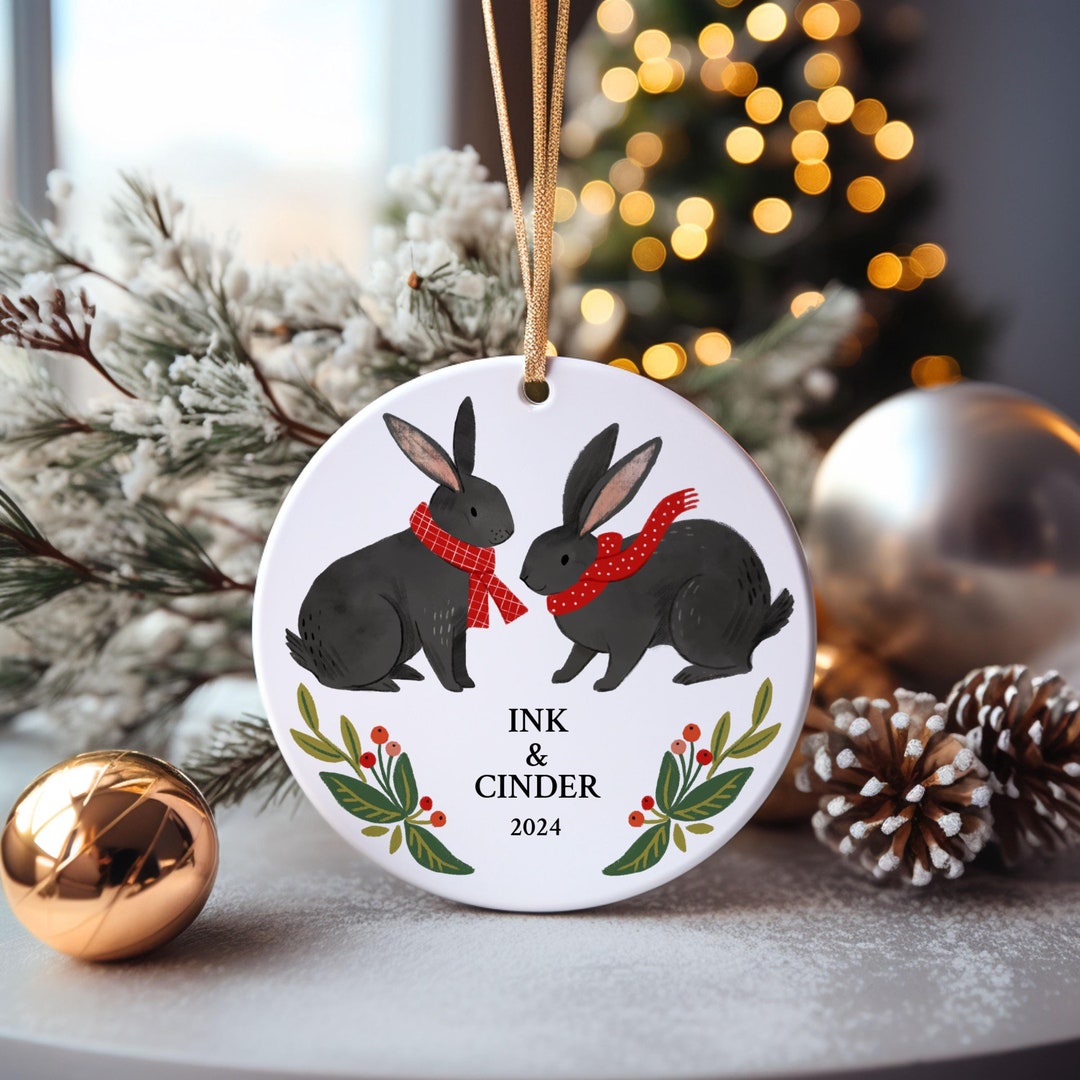 Personalized Rabbits Ornament Black Bunny Christmas Gift for Pet Lover ...