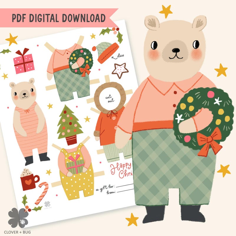 Christmas Paper Doll - Etsy