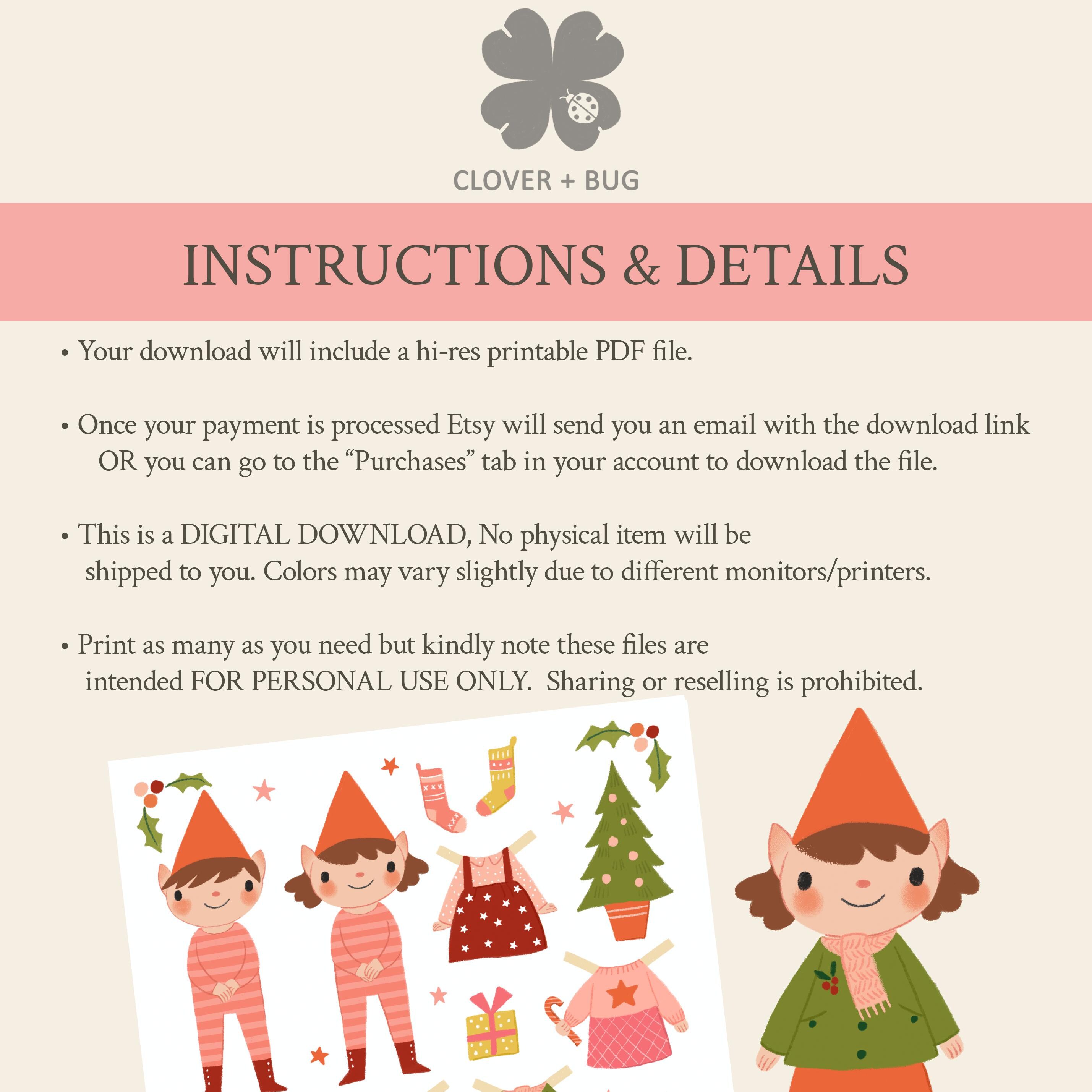 Printable Paper Doll Christmas Elves Digital Download Seasonal Activity ...
