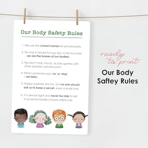 Printable Our Body Safety Rules | Classroom Kid Room Decor | Preschool ...