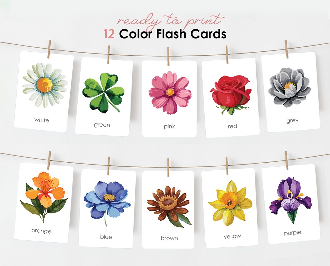 12 Printable Colors Flash Cards | Classroom Nursery Decor | Preschool ...