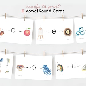 6 Printable Vowel Sounds Flash Cards | Classroom Nursery Decor ...