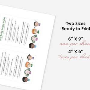 Printable Our Body Safety Rules Classroom Kid Room Decor Preschool ...