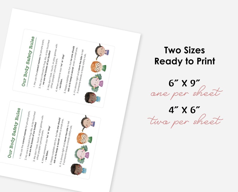 Printable Our Body Safety Rules Classroom Kid Room Decor Preschool ...