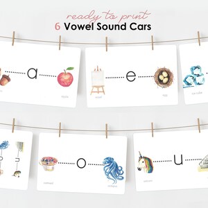 6 Printable Vowel Sounds Flash Cards Classroom Nursery Decor - Etsy