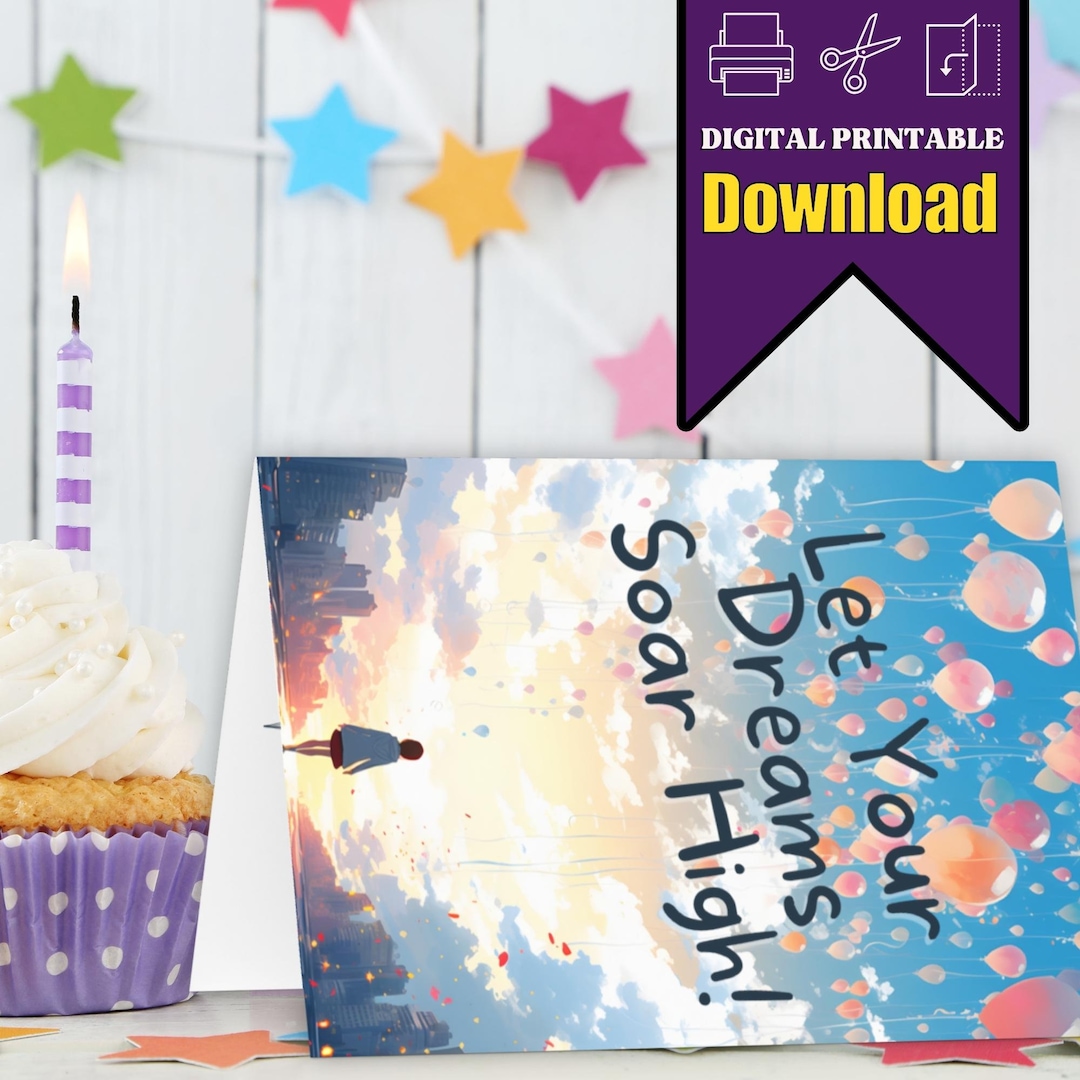 Soaring Dreams Birthday Card - Digital Printable | Instant Download ...