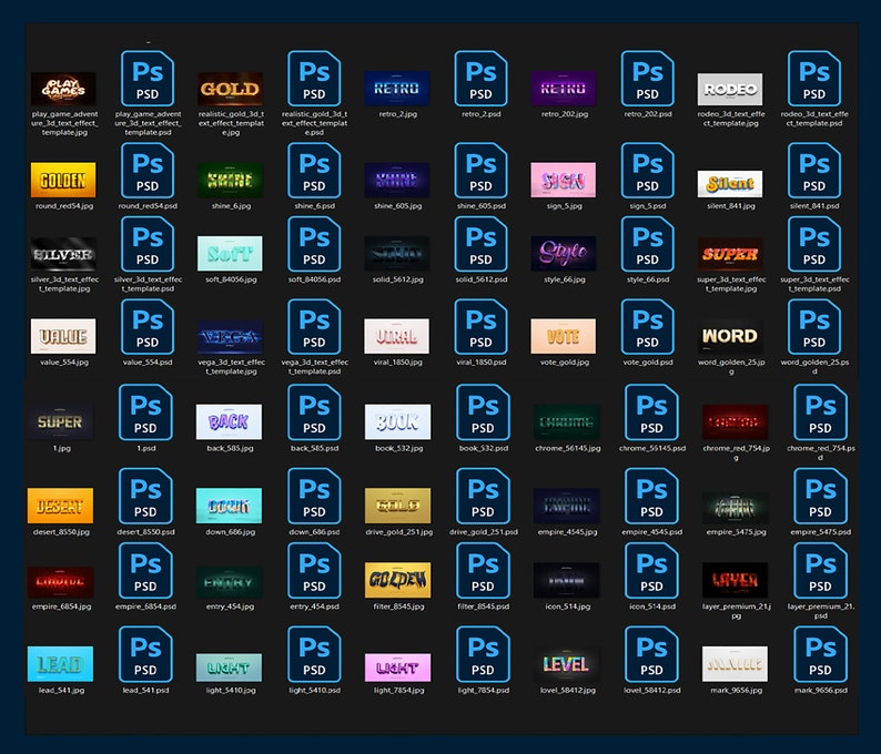 1000 Set 3D Adobe Photoshop Text Effects Bundle Title Poster PSD Font ...