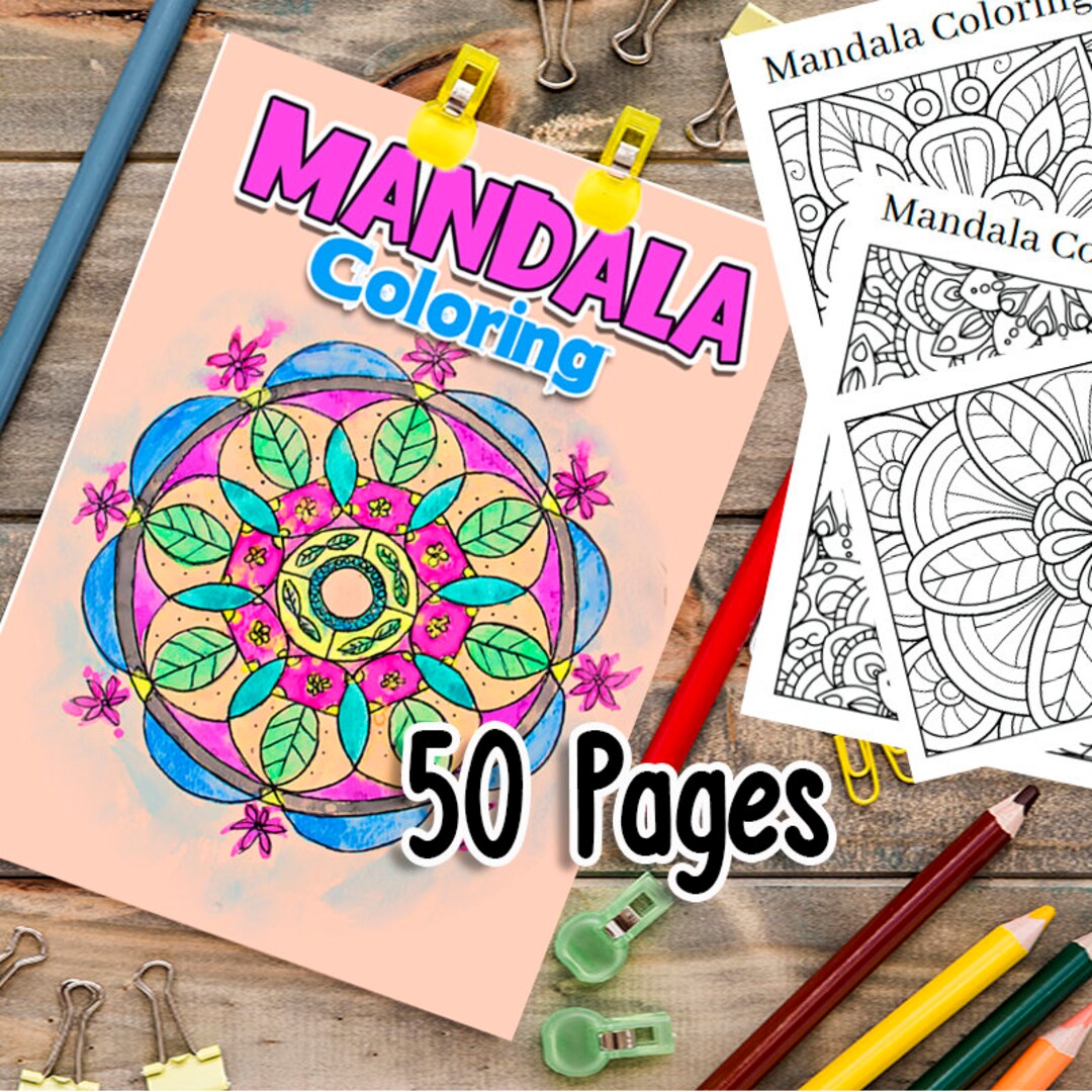 50 Pages Mandala Coloring Book - Instant Download Digital Product - Etsy