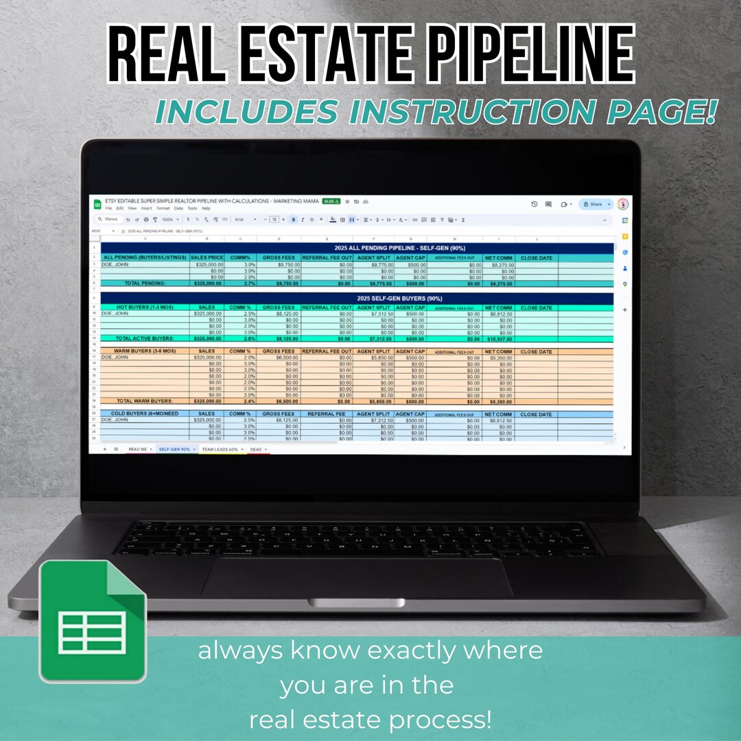 Realtor Pipeline Client Tracker | Real Estate Google Sheets | Realtor ...