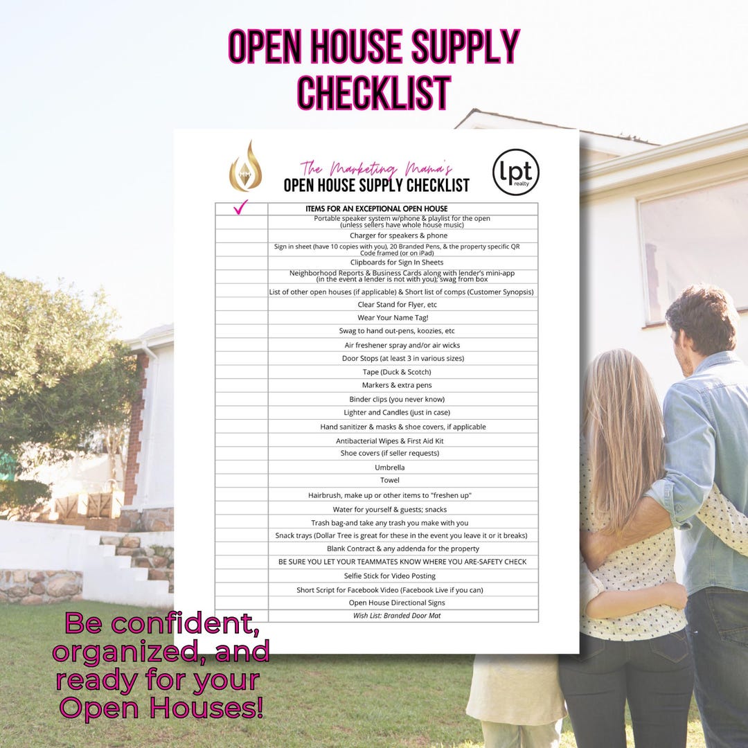 Real Estate Open House Checklist: Realtor Supply List (PDF Download) - Etsy