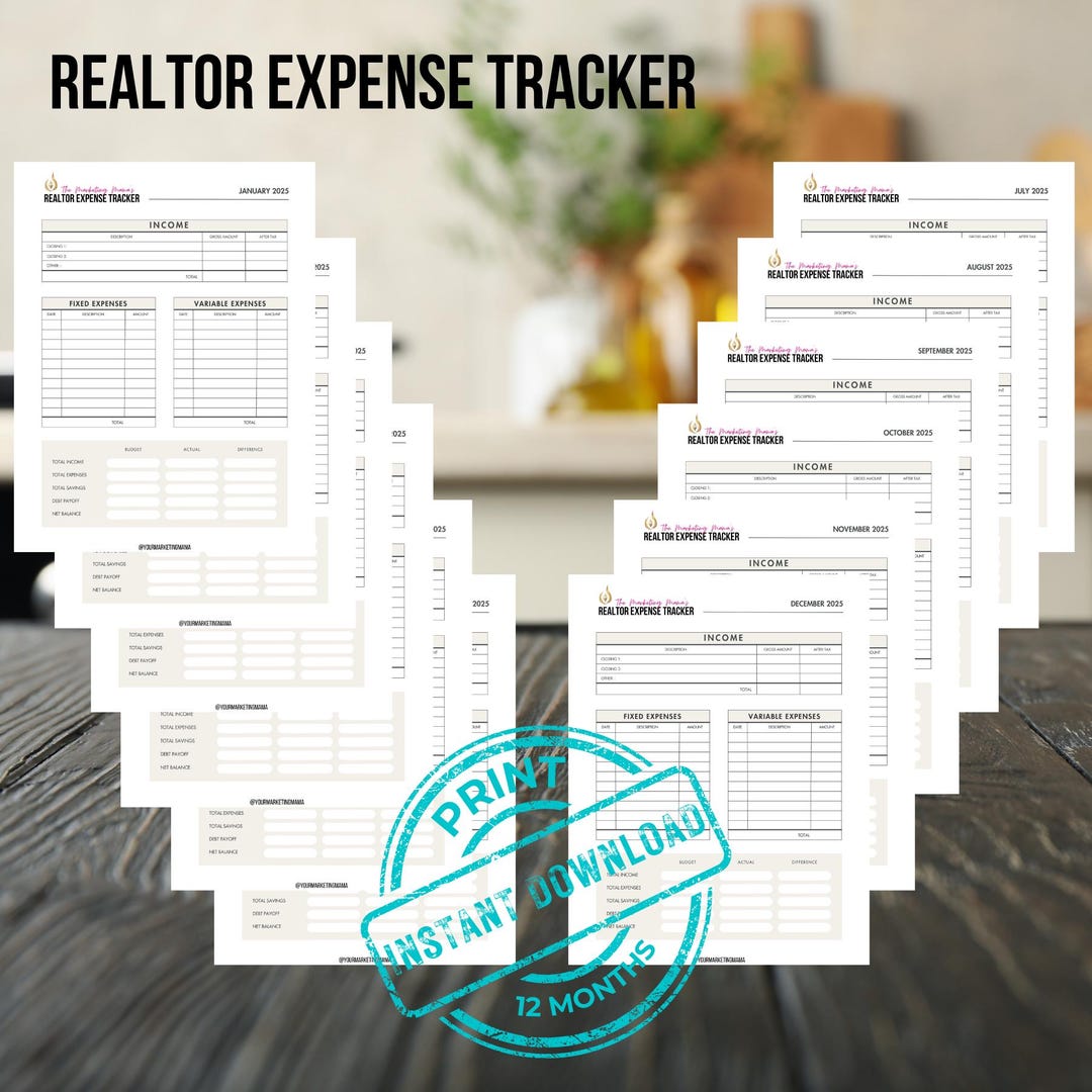Realtor Expense Tracker: Monthly Printable (PDF Download) - Etsy