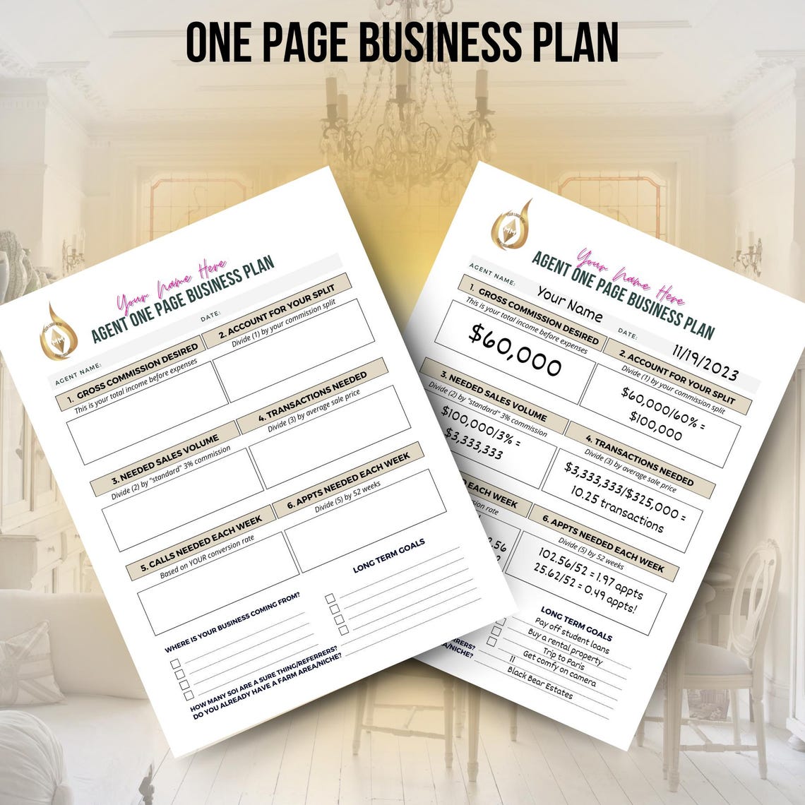 Real Estate Agent Business Plan Template: One-page Marketing Planner ...