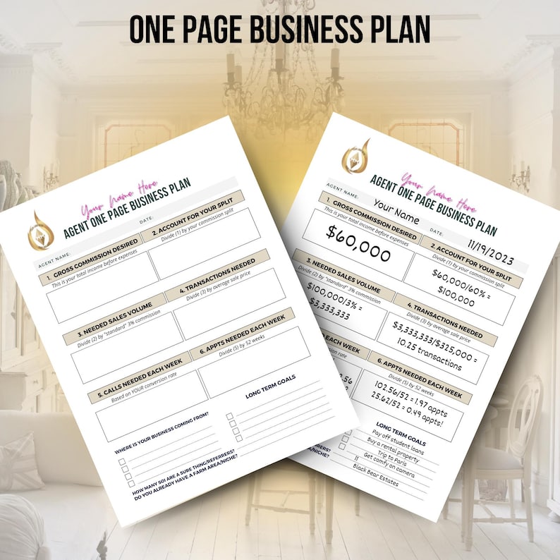 Real Estate Agent Business Plan Template: One-page Marketing Planner ...