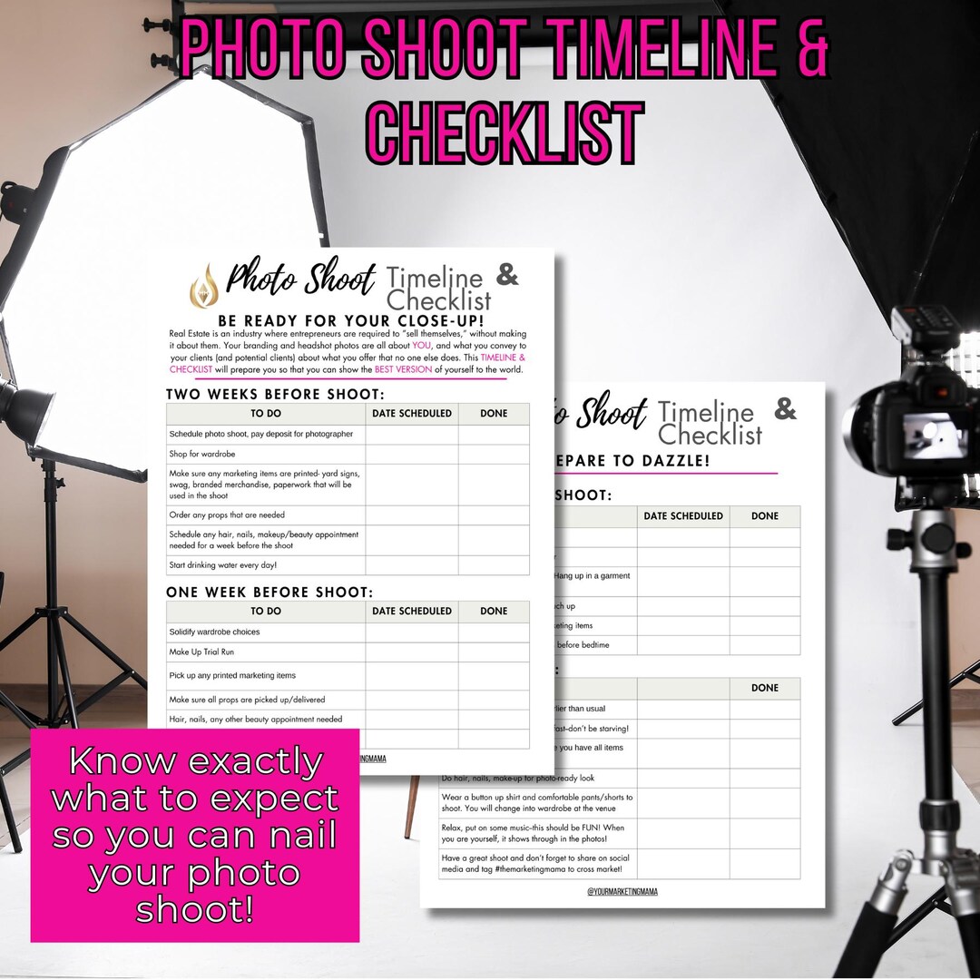 Real Estate Photo Shoot Checklist & Timeline: Realtor Branding Tool ...