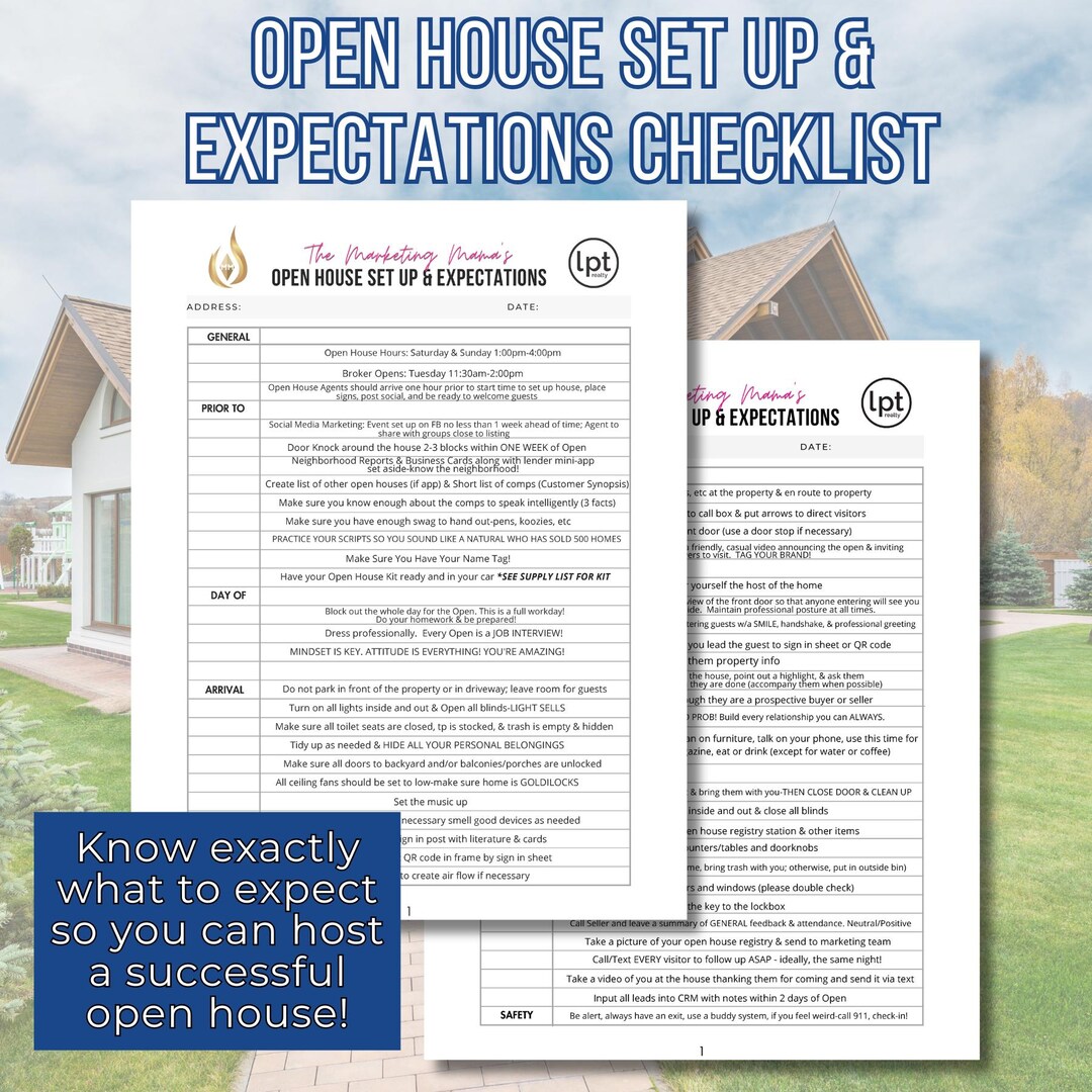 Real Estate Open House Checklist: Realtor Marketing Tool (PDF Download ...