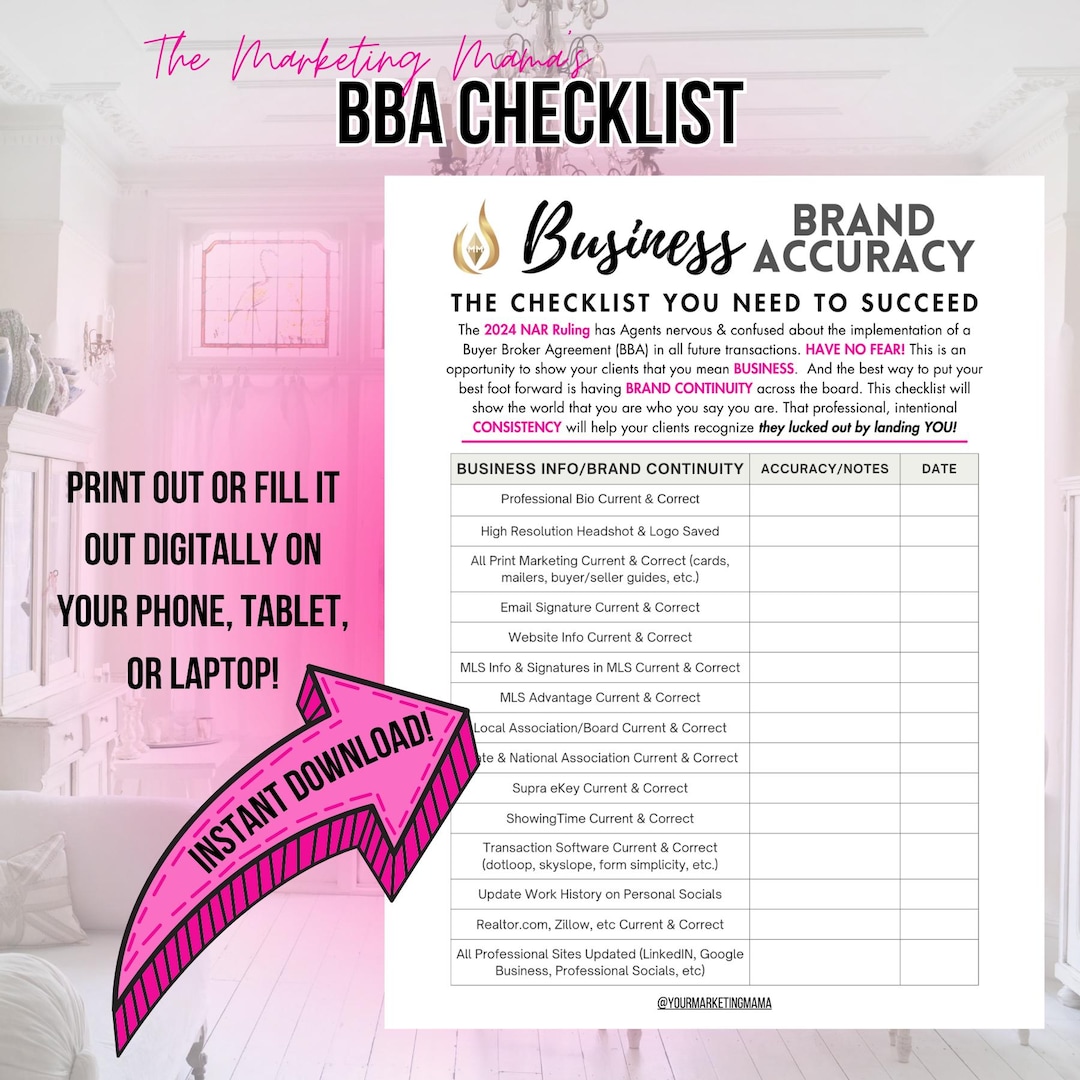 The Marketing Mama | BBA Checklist | Real Estate Tool | Realtor ...