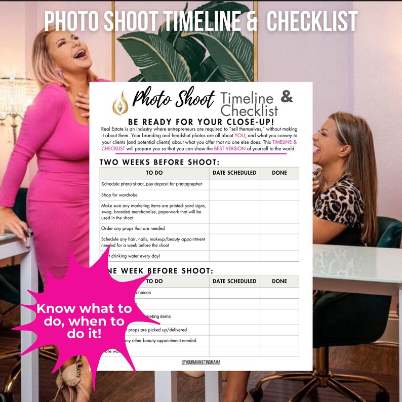 Real Estate Photo Shoot Checklist & Timeline: Realtor Branding Tool ...