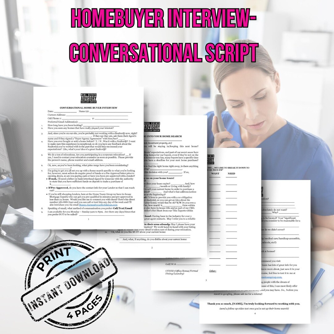 Real Estate Homebuyer Interview Script | Real Estate Agent | Realtor ...