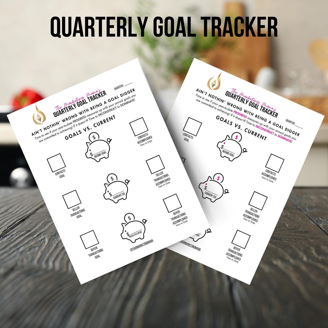 Real Estate Agent Quarterly Goal Tracker (PDF Downloadable Template - Etsy