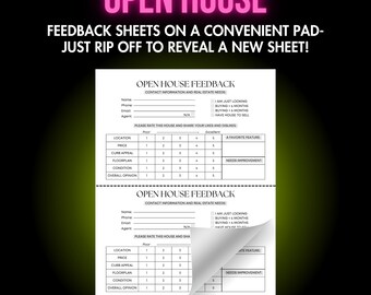 Tear-off Pad Open House Sign-in With Feedback Sheet | Real Estate ...