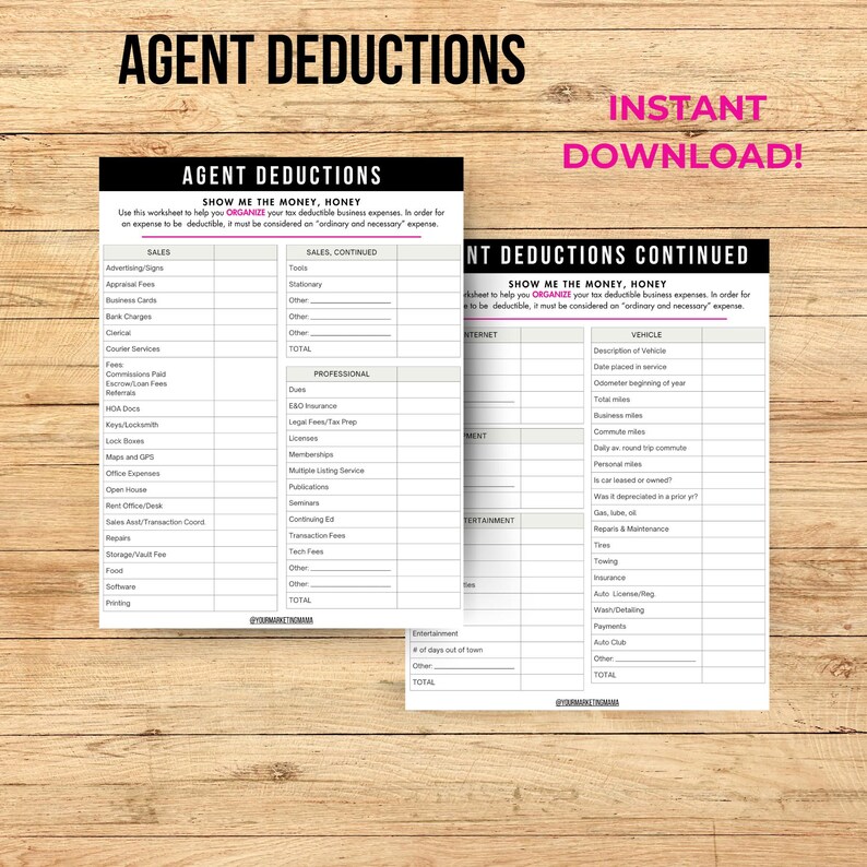Real Estate Agent Deductions Tracker: Realtor Accounting (PDF Plan) - Etsy