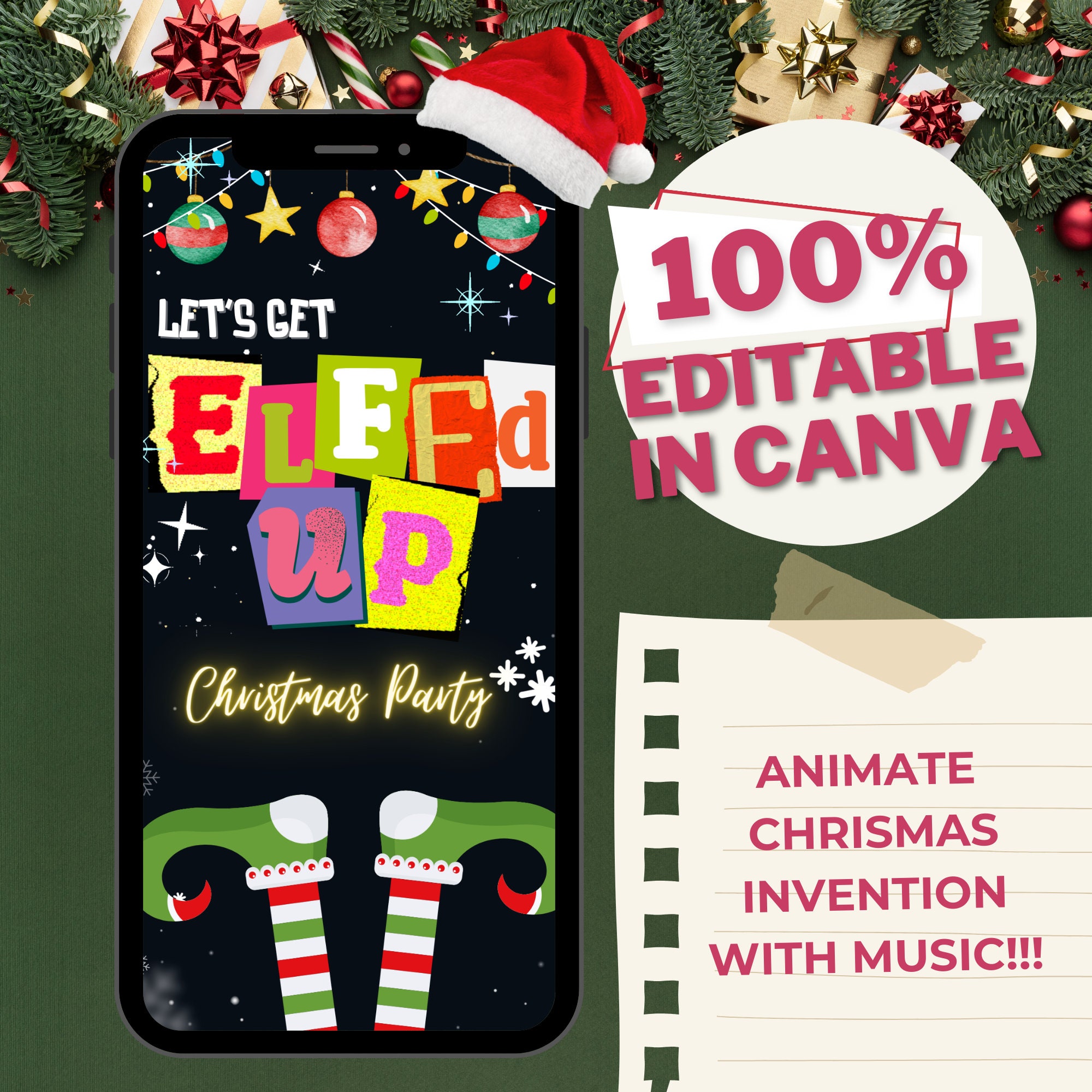 Animated Invitation Video for Christmas Celebration. Playful 'let's Get ...