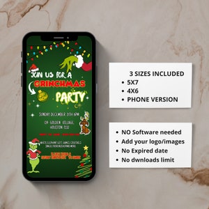 Customizable Grinch Invite | Festive Merry Grinchmas Party | Editable ...