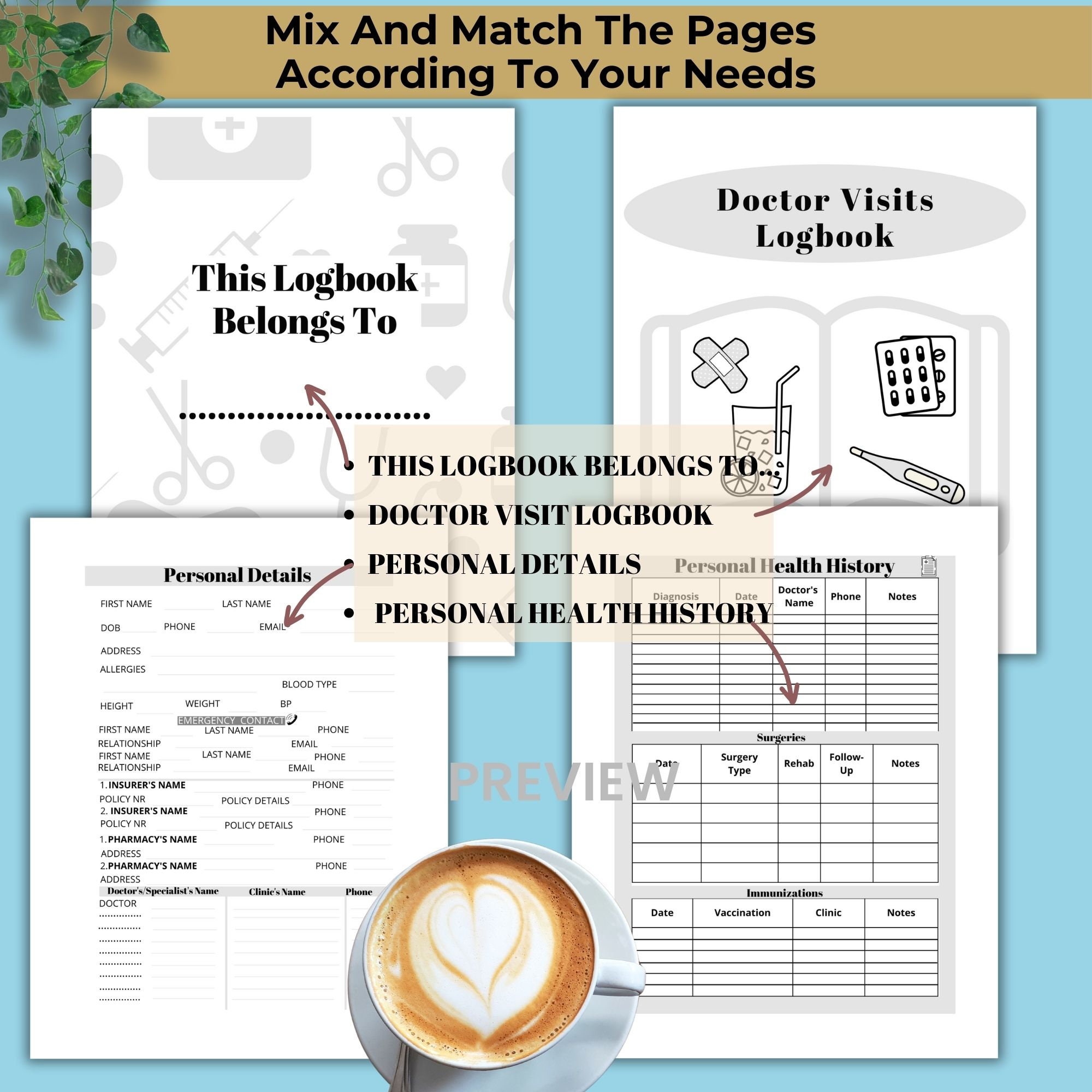 Printable Doctor Visit Form Template, Appointment Tracker, Medical ...