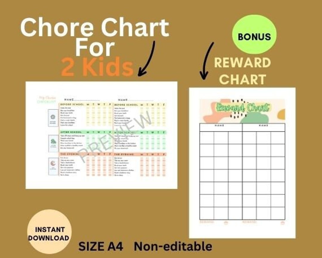 Chore Chart 2 Kids,responsibility Chart,daily Routine Chart for Kids ...