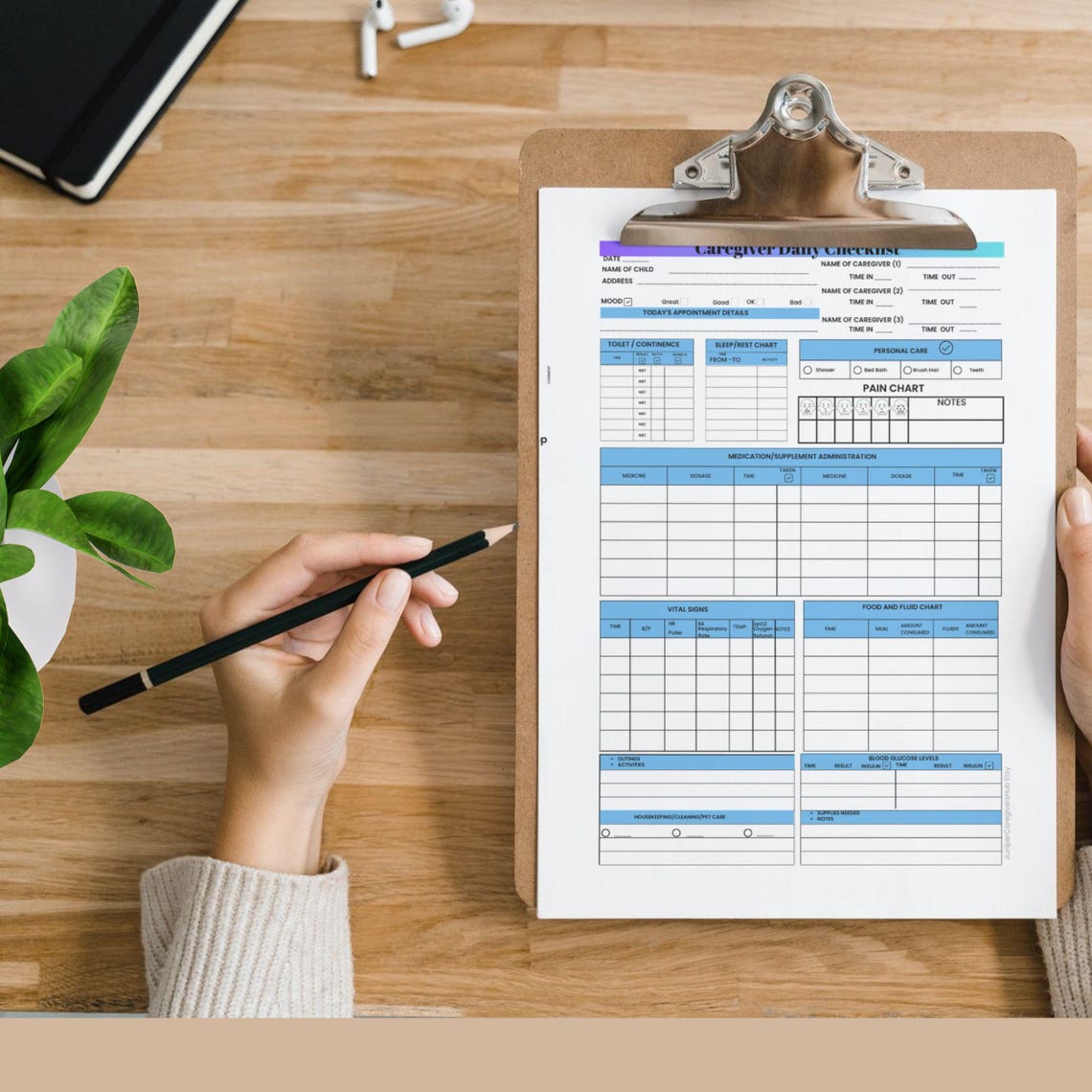 Child Caregiver Daily Checklist & Templates/caregiving Planner Forms ...