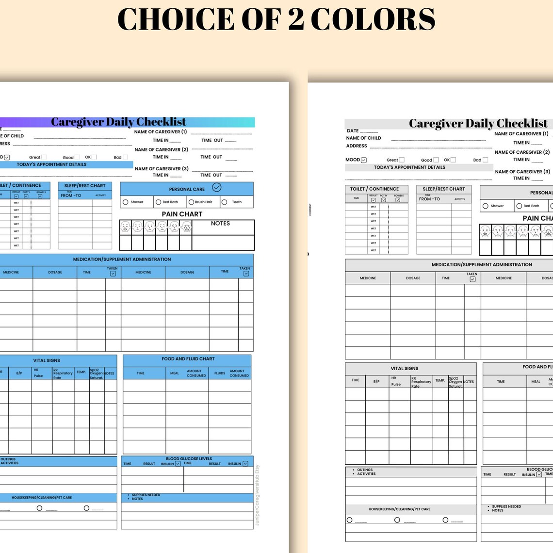 Child Caregiver Daily Checklist & Templates/caregiving Planner Forms ...