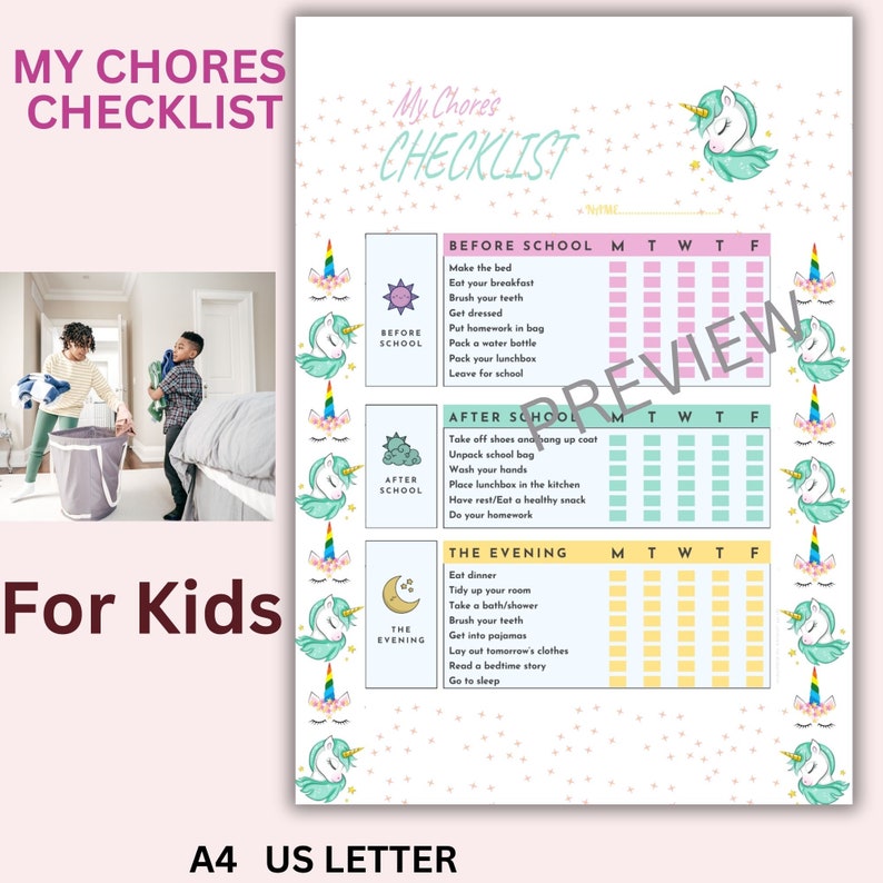 Schoolday Routine,reward Bucks for Kids,kids Weekly Chores Pdf,kids ...
