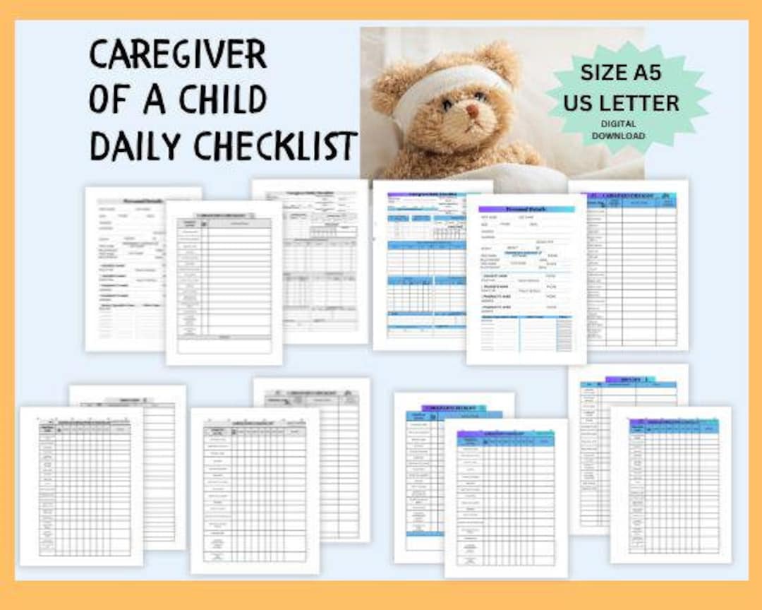 Child Caregiver Daily Checklist & Templates/caregiving Planner Forms ...