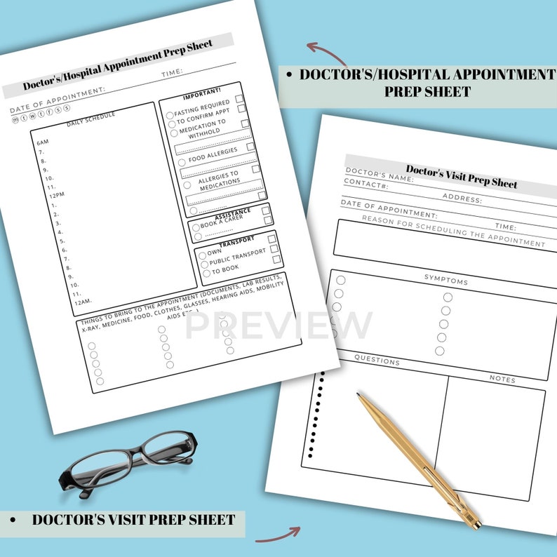 Printable Doctor Visit Form Template, Appointment Tracker, Medical ...